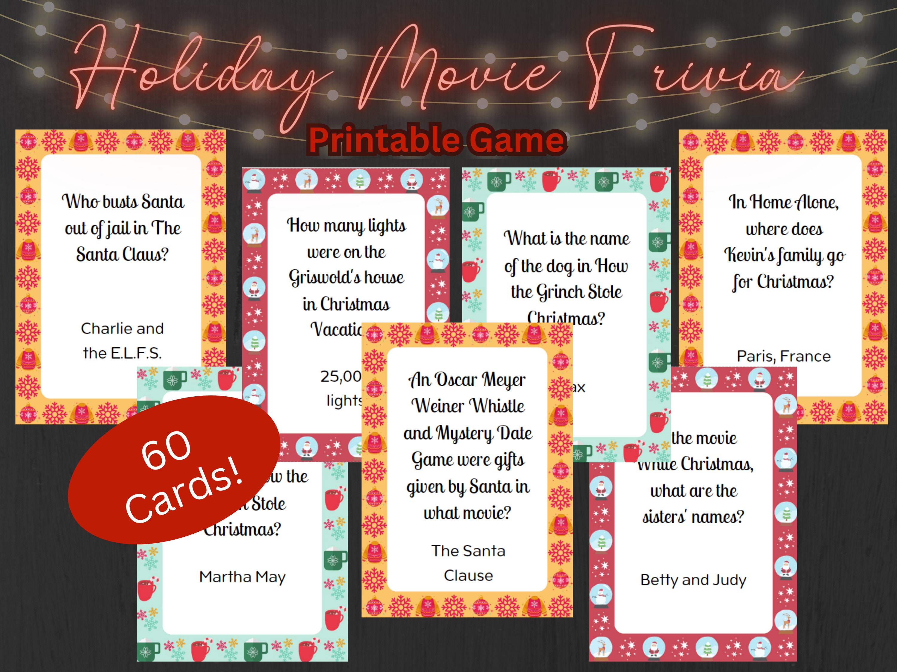 Holiday Movie Trivia | Christmas Movie Trivia Game | Printable ...