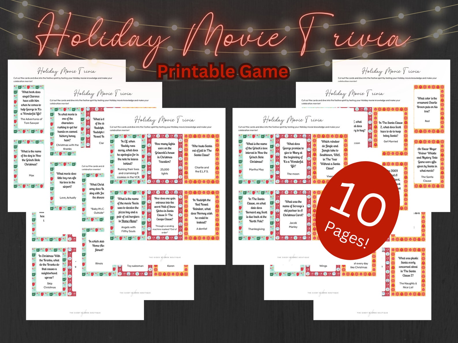 Holiday Movie Trivia | Christmas Movie Trivia Game | Printable ...