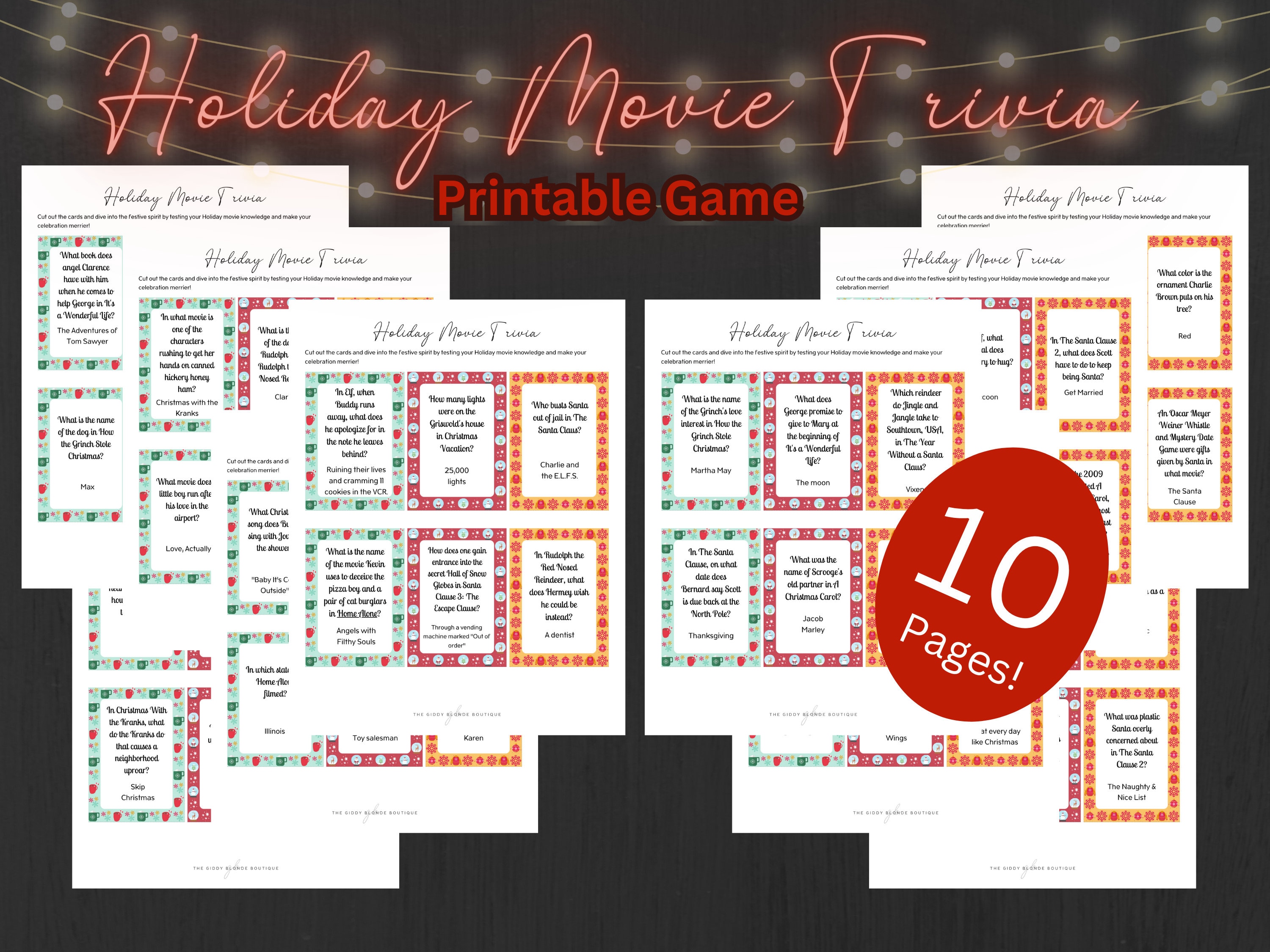 Holiday Movie Trivia | Christmas Movie Trivia Game | Printable ...