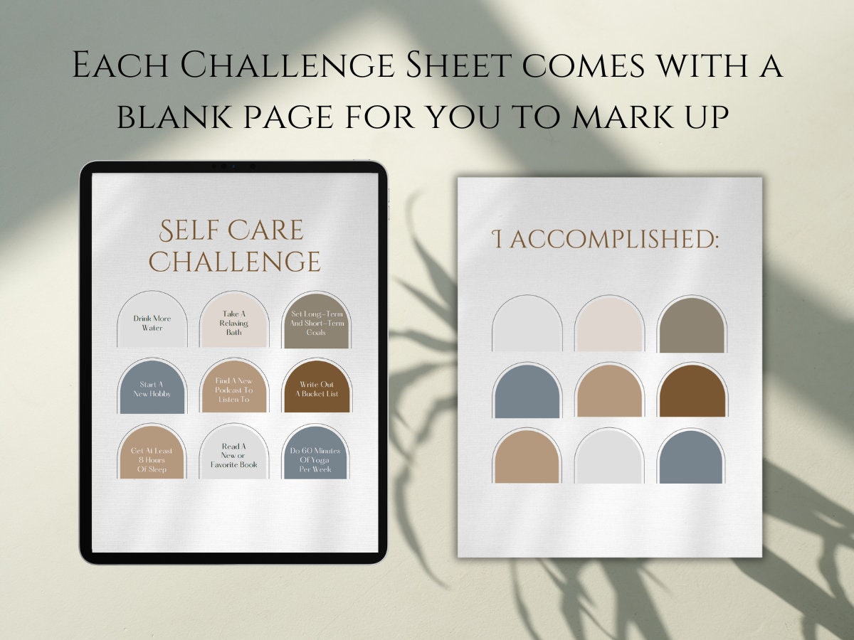 Self Care Challenge Worksheet, 30 Day Challenge, iPad Worksheet, Self ...