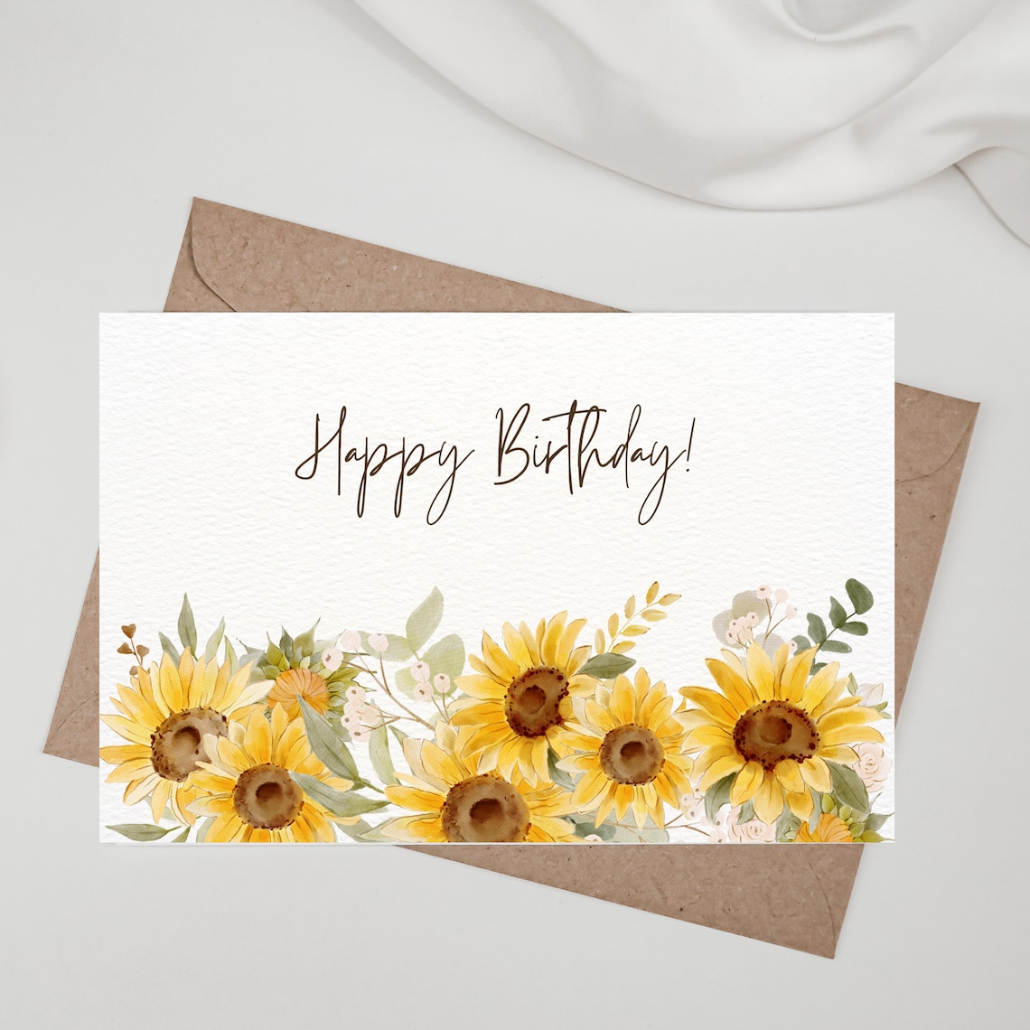 Sunflower Birthday Card | Birthday Card Printable | Calligraphy ...