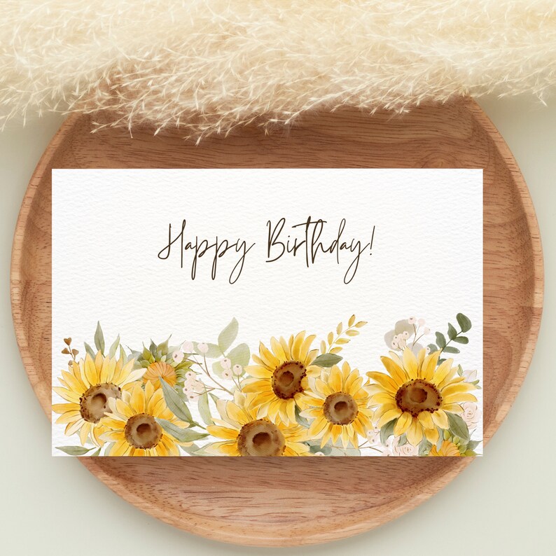 Sunflower Birthday Card | Birthday Card Printable | Calligraphy ...