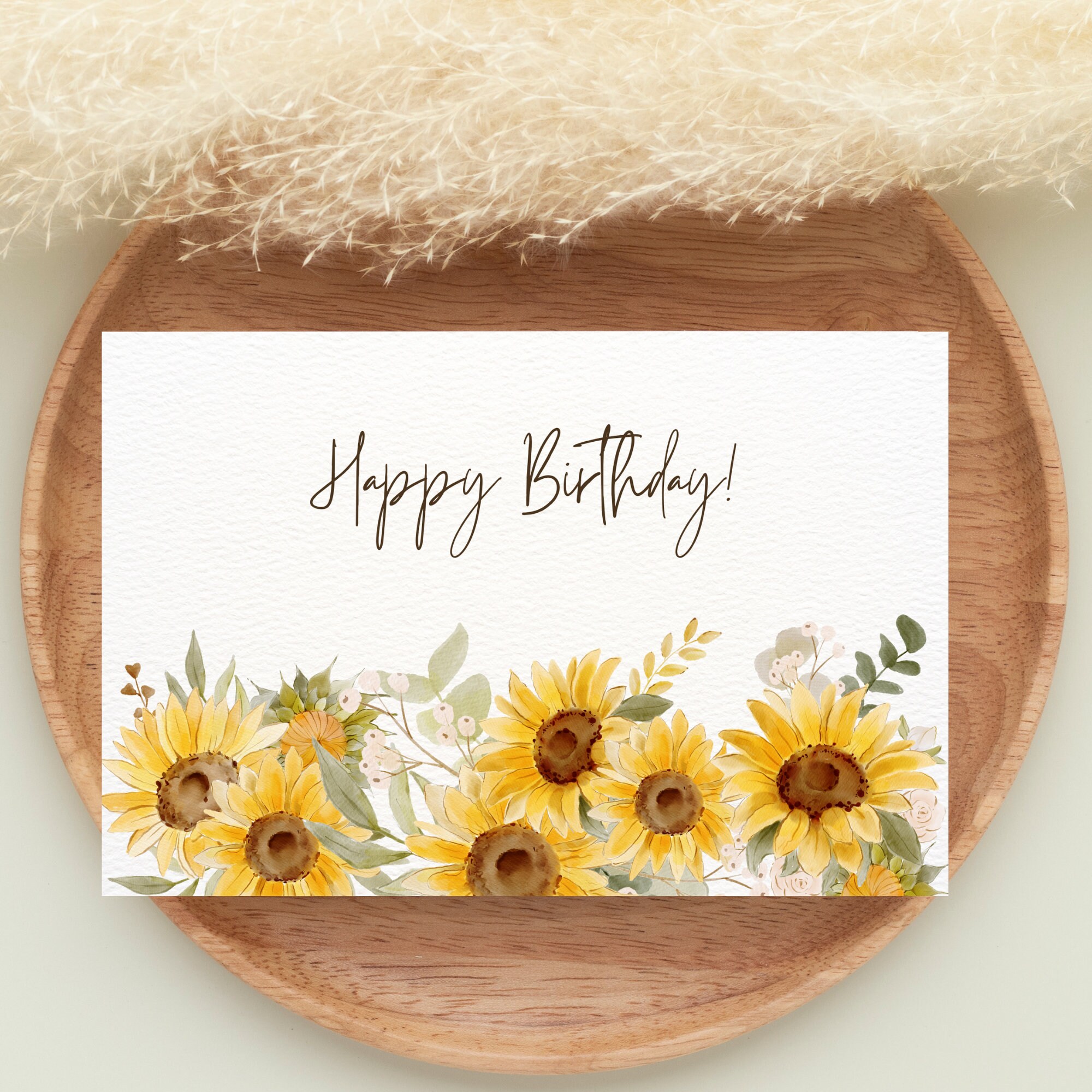 Sunflower Birthday Card | Birthday Card Printable | Calligraphy ...