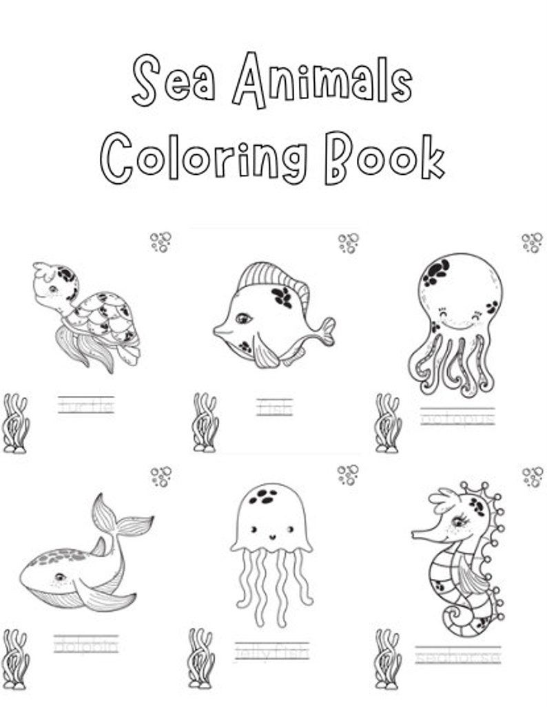 Sea Animals Colors Book | Coloring Pages | Marine Coloring Book ...
