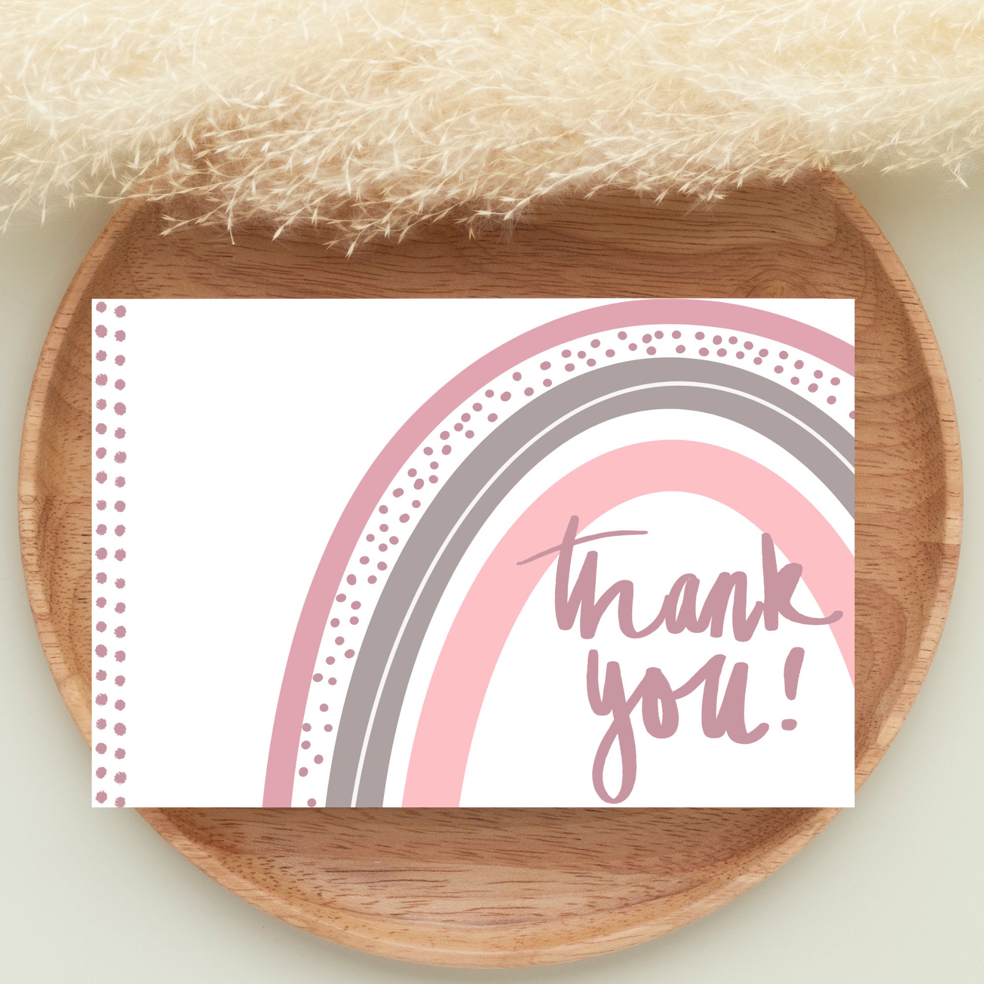 Rainbow Thank You Card | Thank You Card Printable | Calligraphy Thank ...