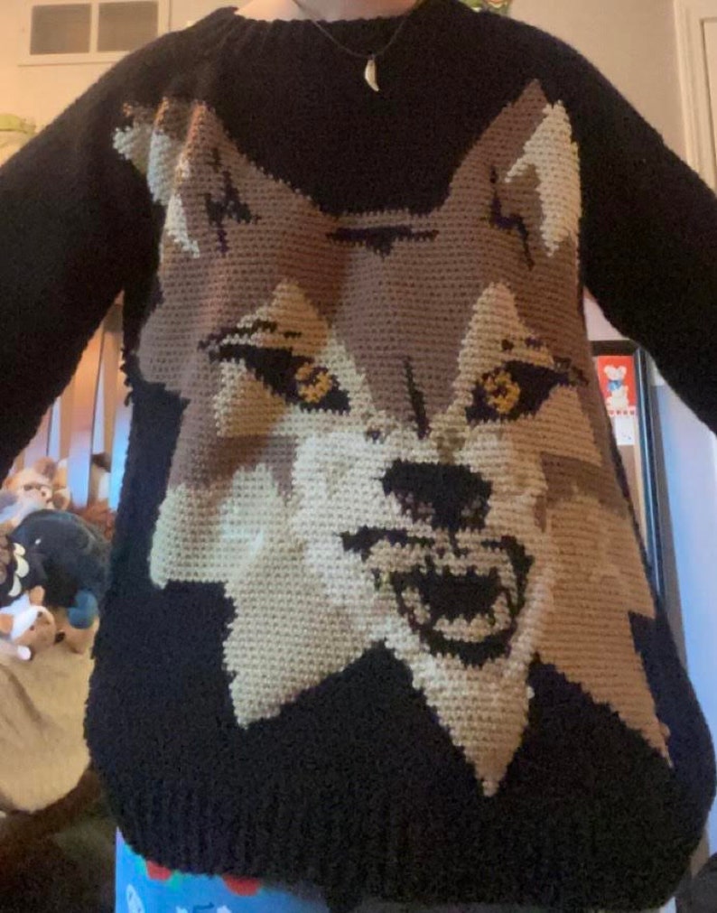 Completed Crochet Wolf Sweater - Etsy