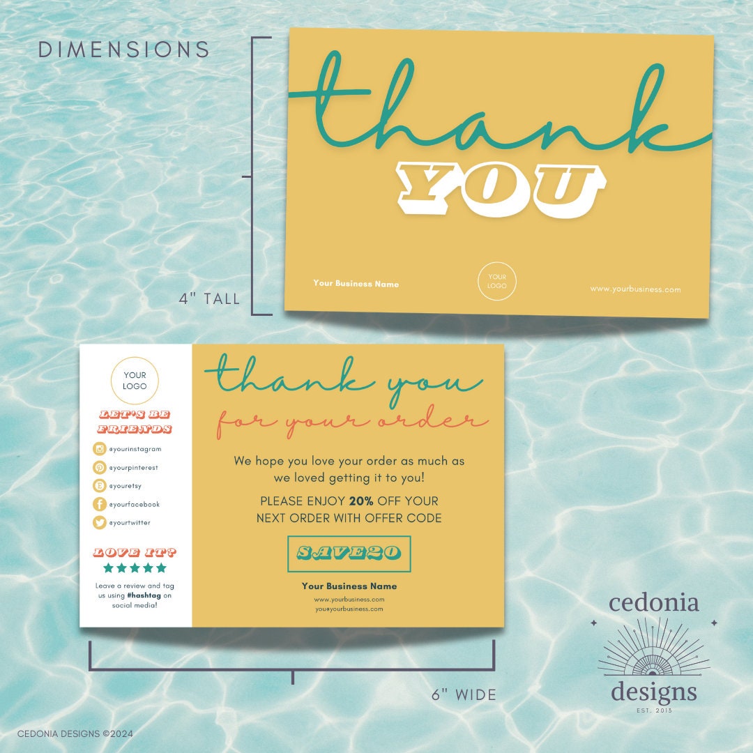 Bright Thank You Card Template, Editable Thank You Insert for Poshmark ...