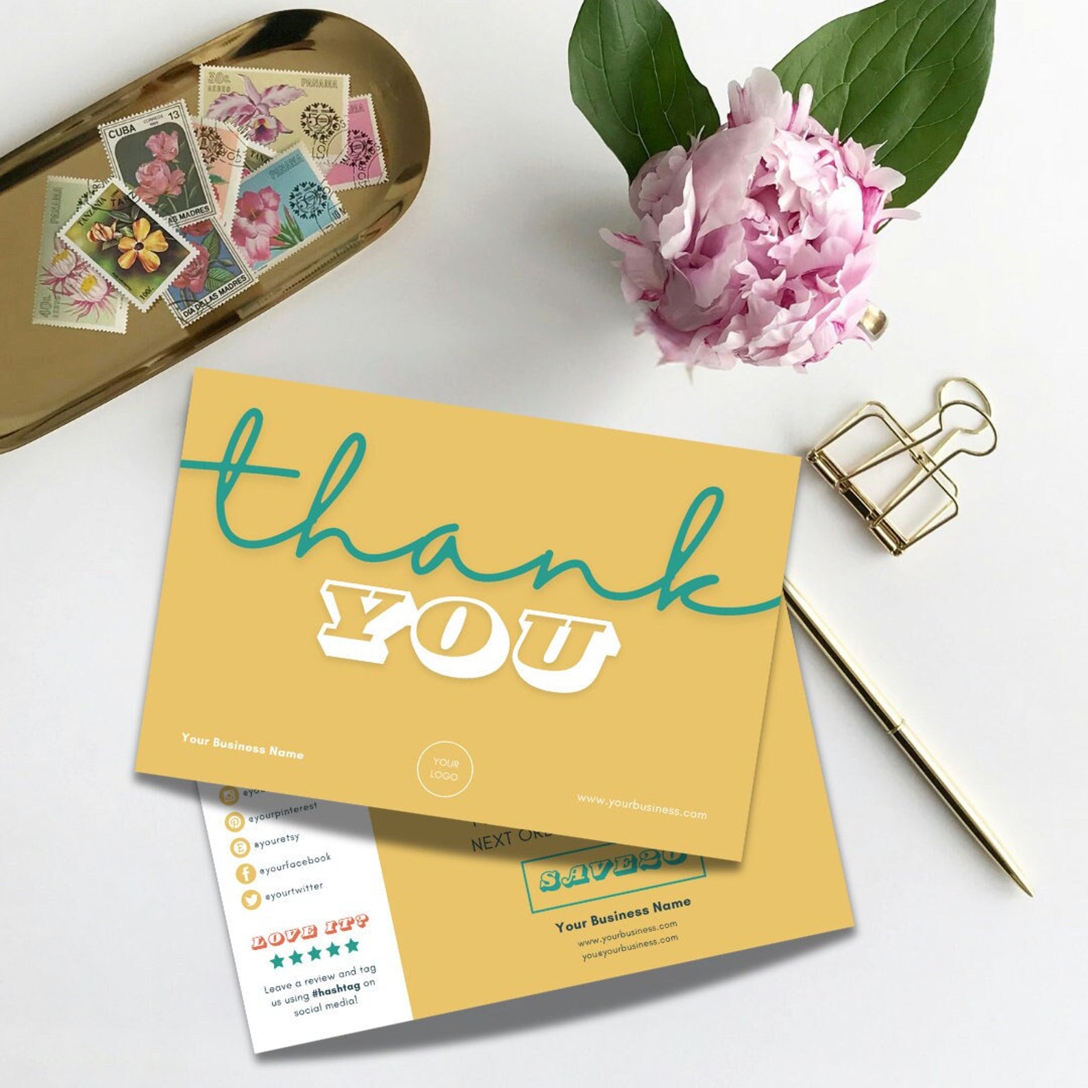 Bright Thank You Card Template, Editable Thank You Insert for Poshmark ...