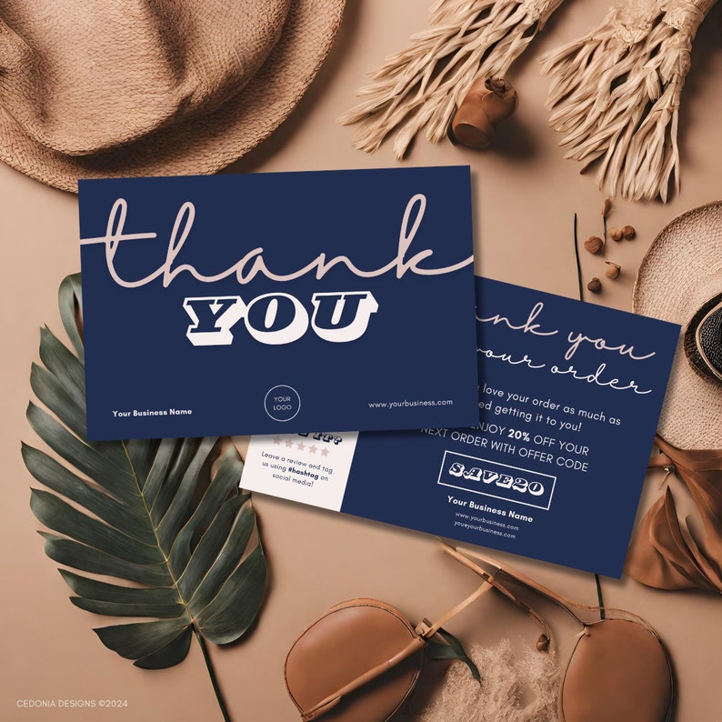 Printable Business Thank You Cards, Editable Packaging Insert for Small ...