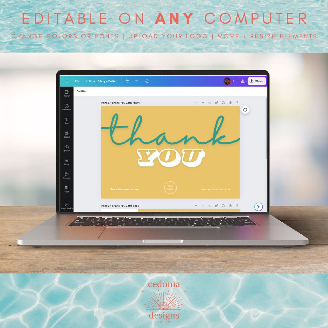 Bright Thank You Card Template, Editable Thank You Insert for Poshmark ...