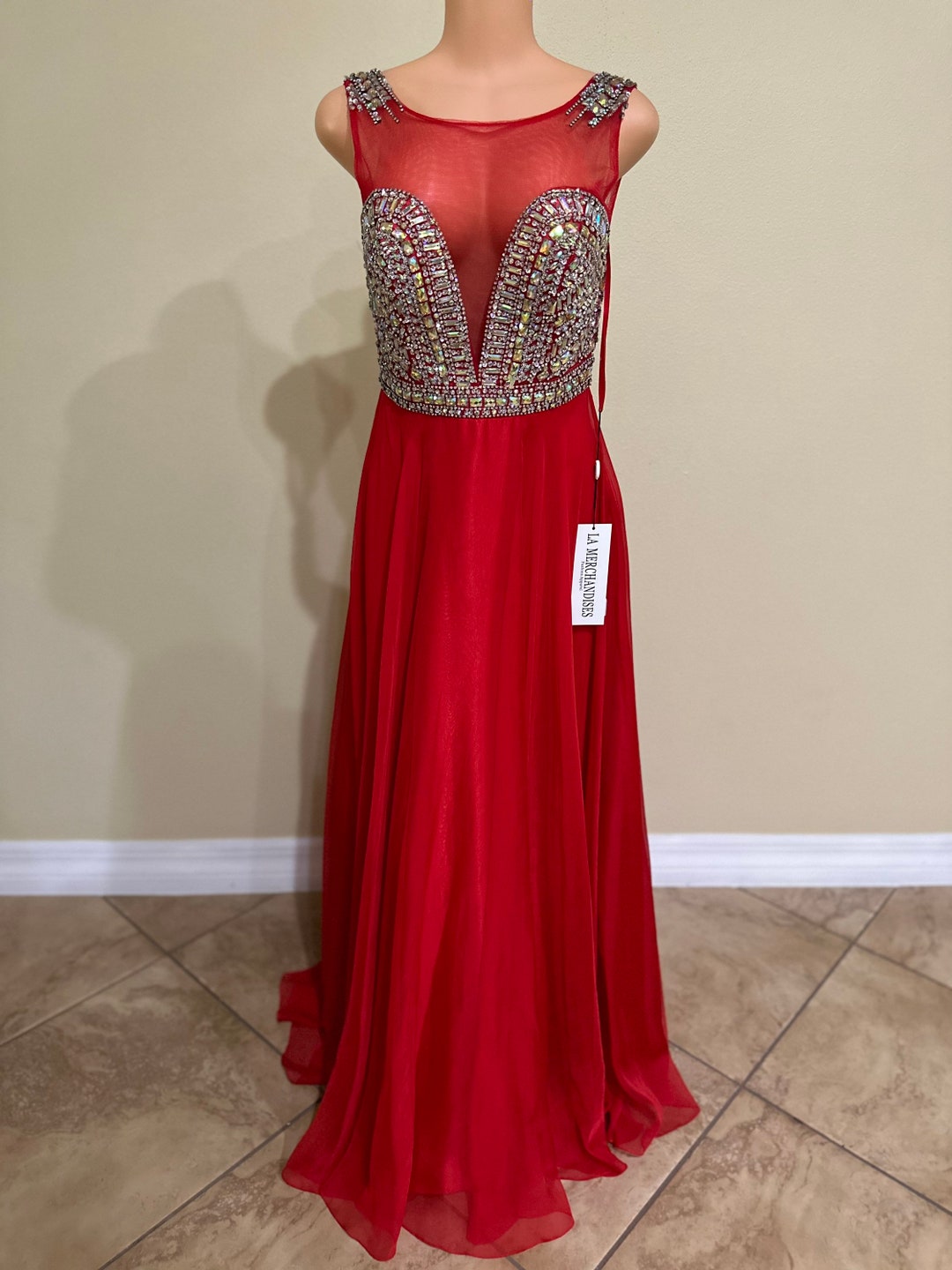Red Beaded Gown - Etsy