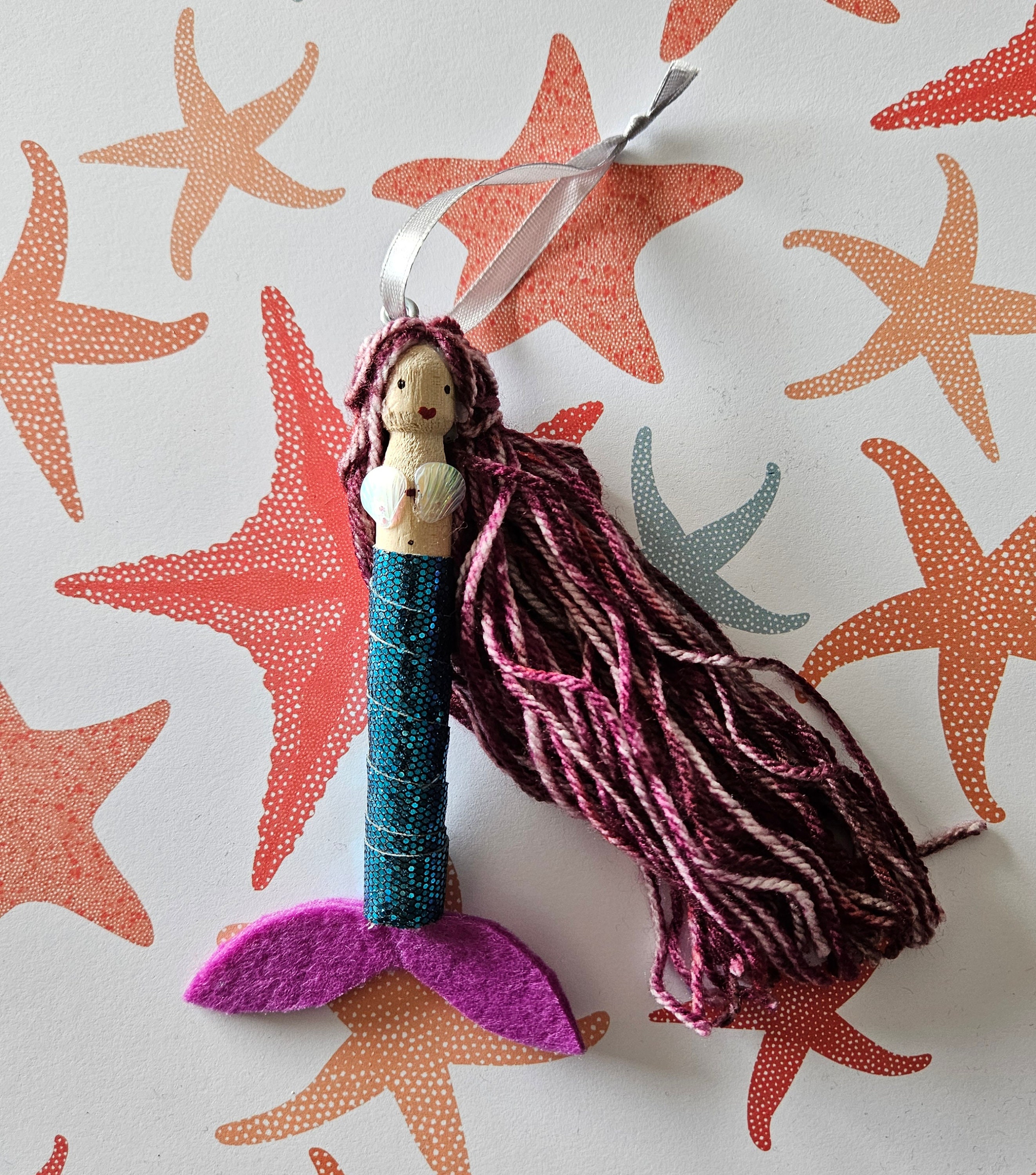 Mermaids Clothespin Dolls With Sparkling Blue Scales, a Cute Ornament ...