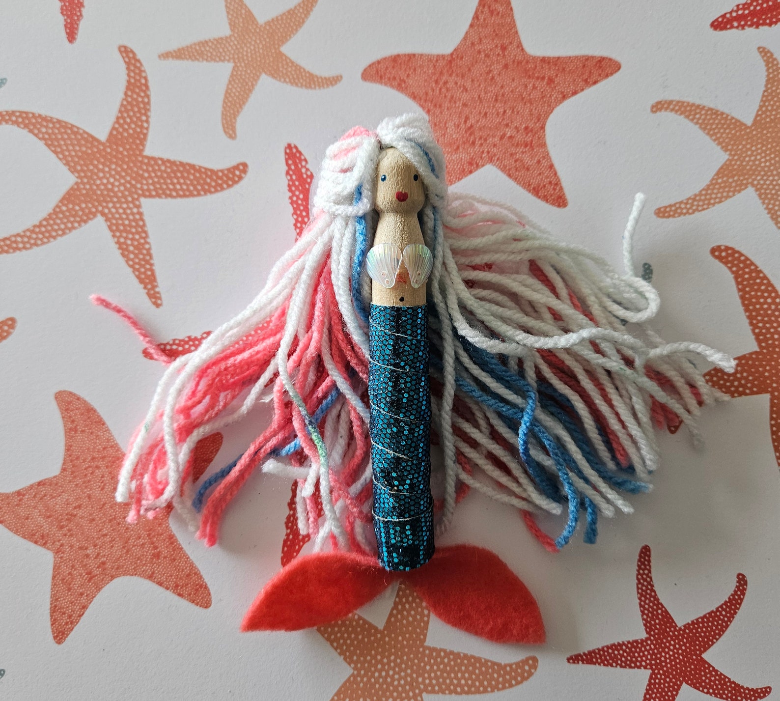 Mermaids Clothespin Dolls With Sparkling Blue Scales, a Cute Ornament ...