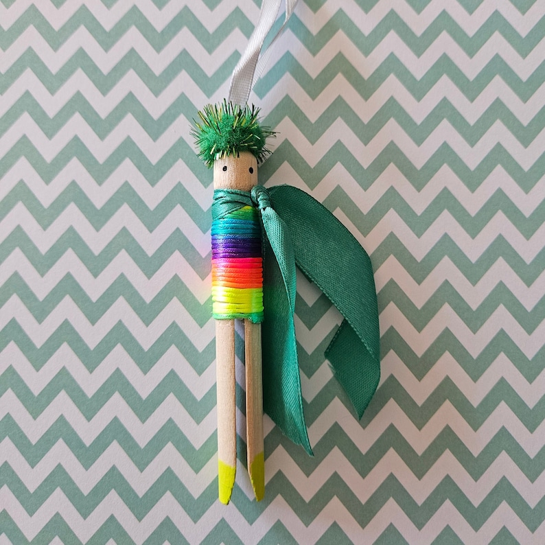 Clothespin Doll of Rainbow Kids Made of Colored Twine, Full of Colours ...