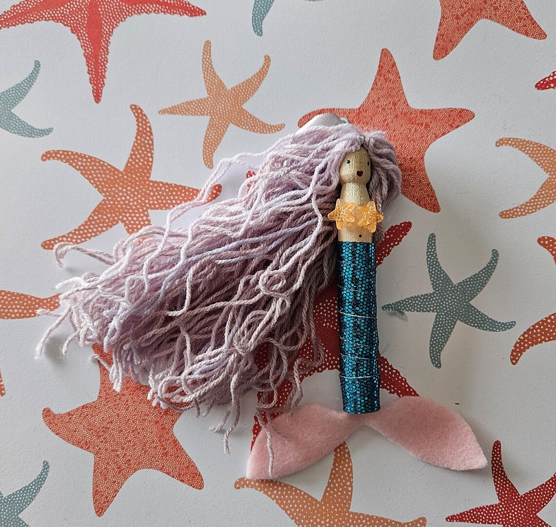 Mermaids Clothespin Dolls With Sparkling Blue Scales, a Cute Ornament ...