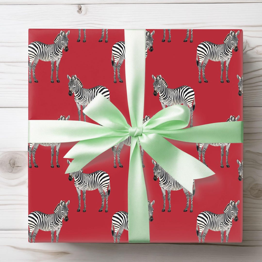 Zebra Wrapping Paper, Red Gift Wrap With Zebra Print, Chinoiserie ...