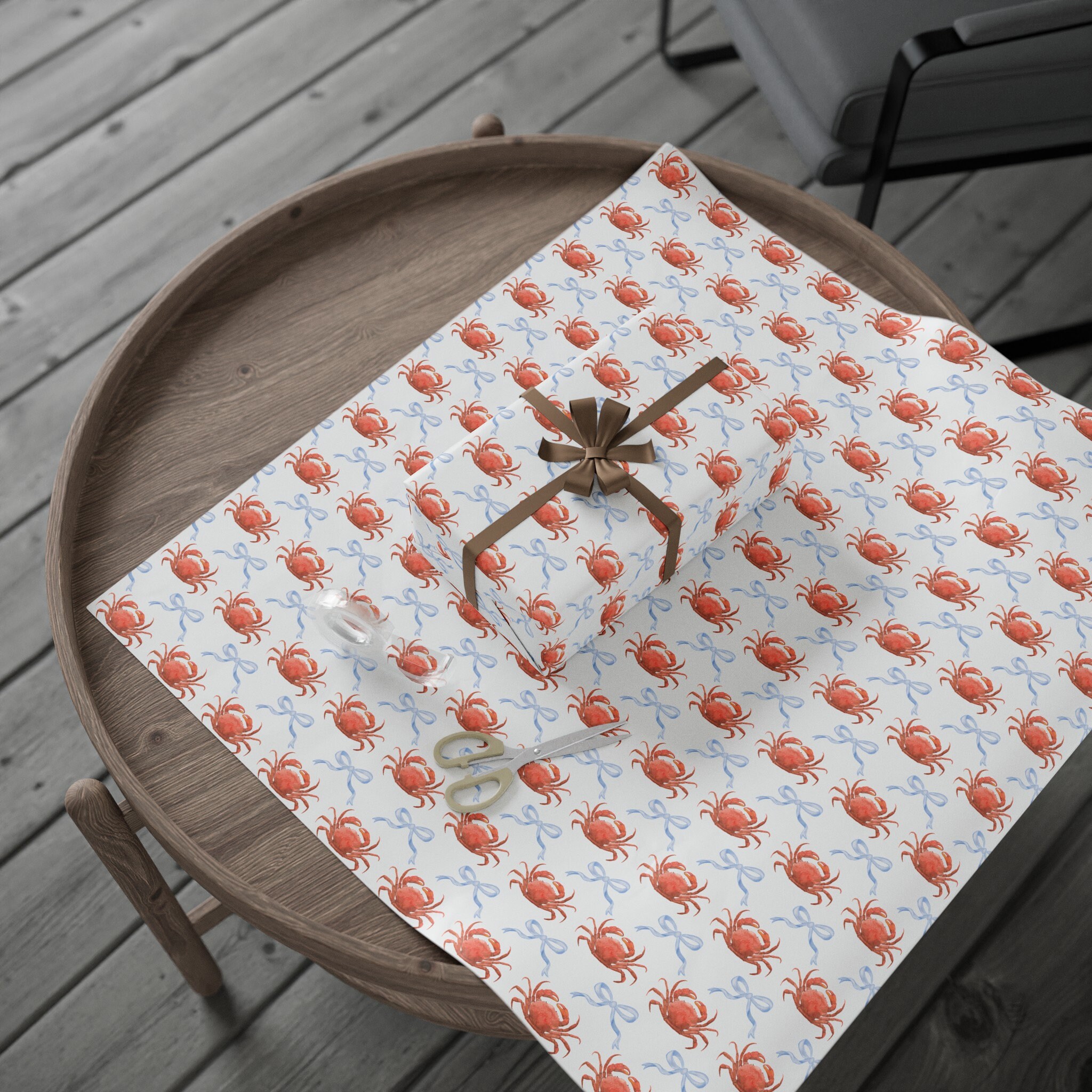 Crab Print Wrapping Paper, Crab Gift Paper, Watercolor Crab Gift Wrap ...