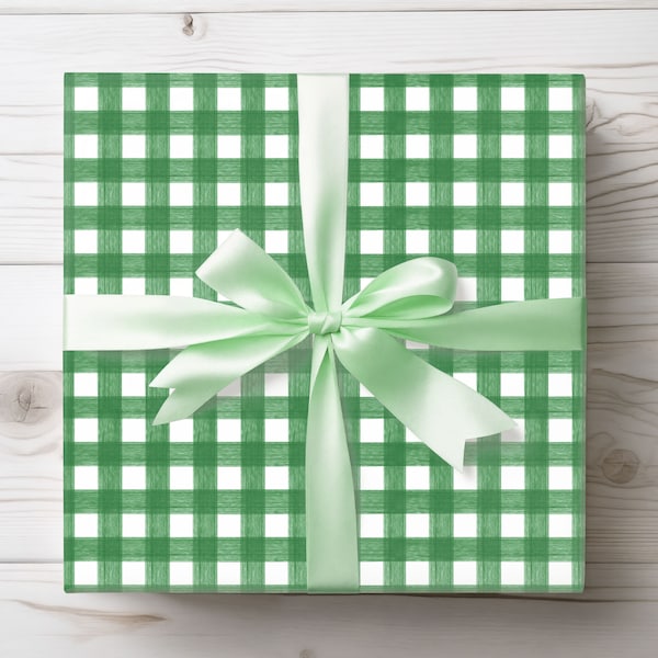 Green Gingham Wrapping Paper - Etsy