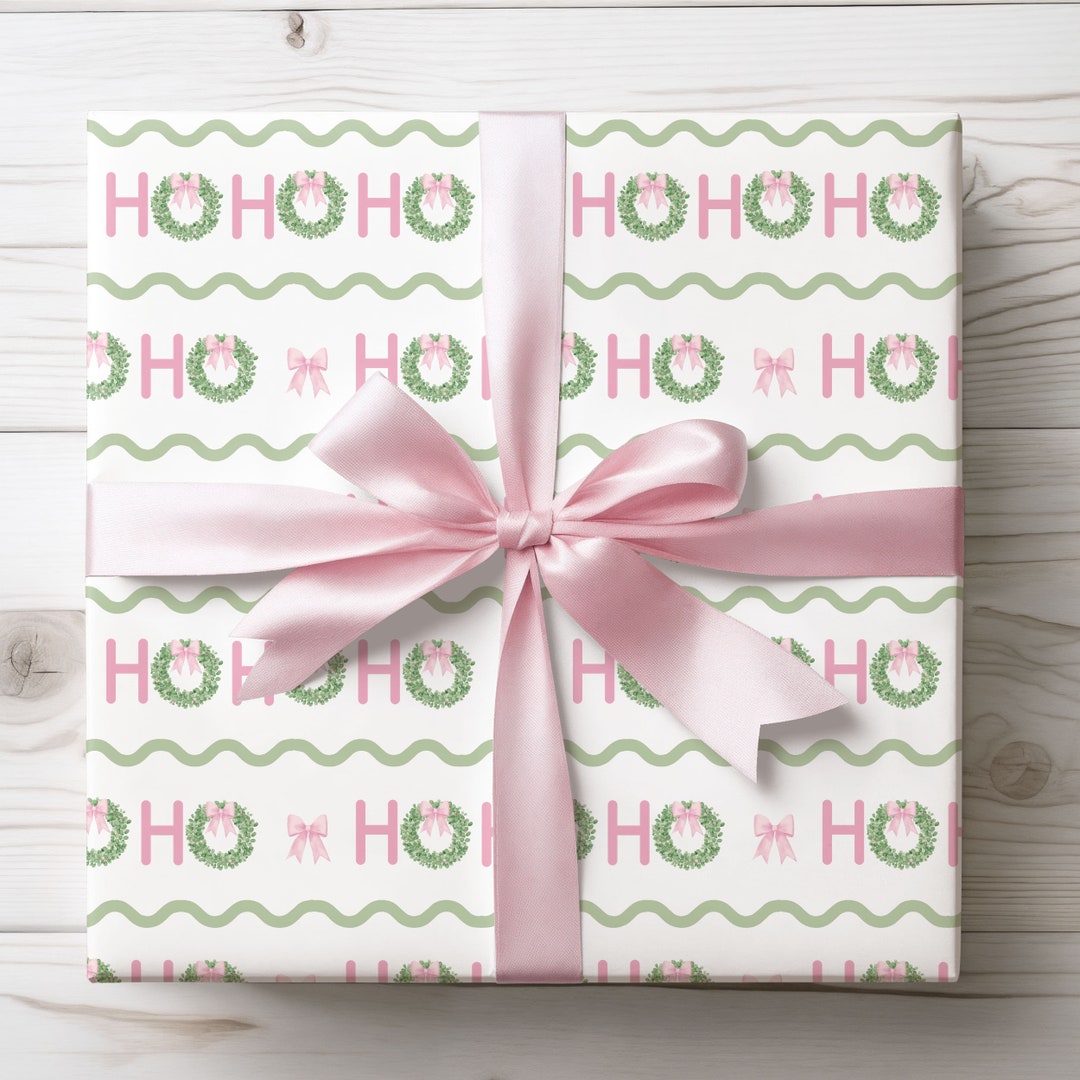 Wrapping Papers, Christmas Gift Wrap for Girl, Grandmillennial Preppy ...