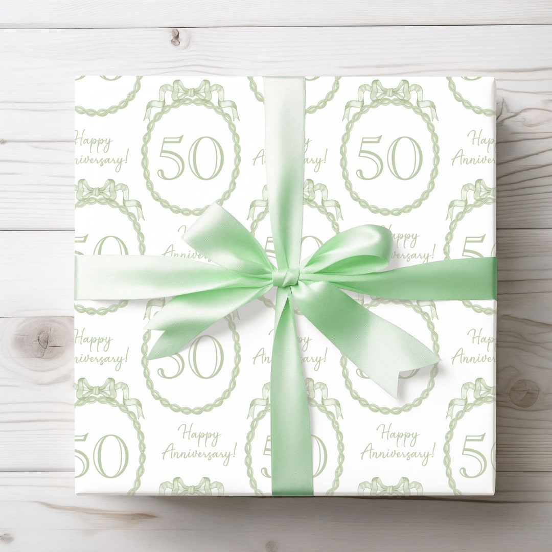 50th Wedding Anniversary Gift Wrap, Wrapping Paper for Fiftith ...