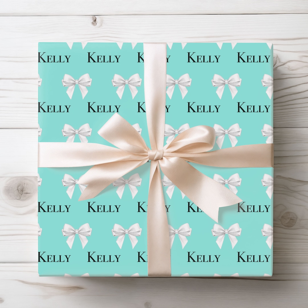 Personalized Gift Wrap, Tiffany Blue Gift Wrap, Custom Name Blue ...