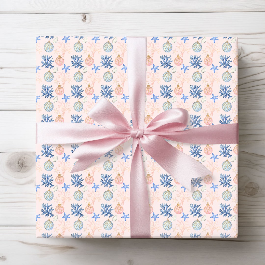 Wrapping Paper, Coastal Grandma Gift Wrap, Preppy Gift Wrap, Ocean ...