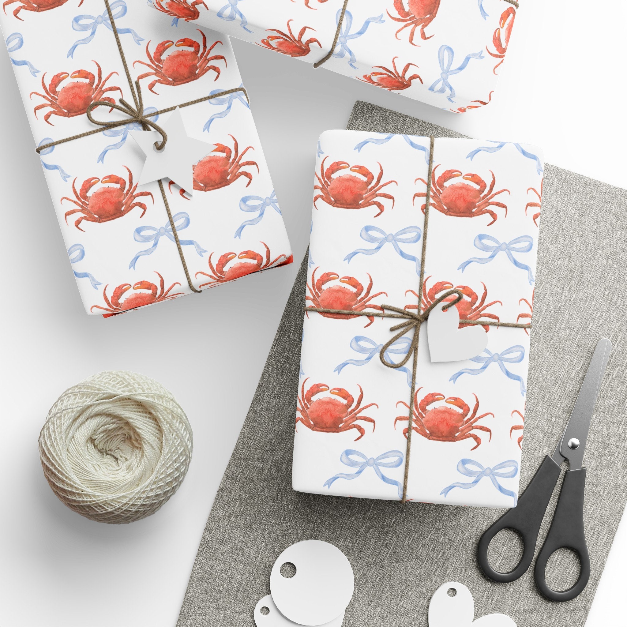 Crab Print Wrapping Paper, Crab Gift Paper, Watercolor Crab Gift Wrap ...