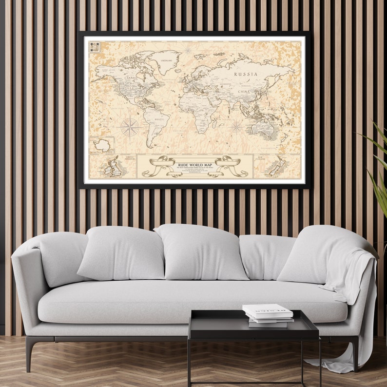 Rude World Map, Explore the World's Funniest Place Names, Funny Wall ...