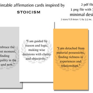 30 Printable Affirmation Cards Inspired by Stoicism, Mindfulness ...