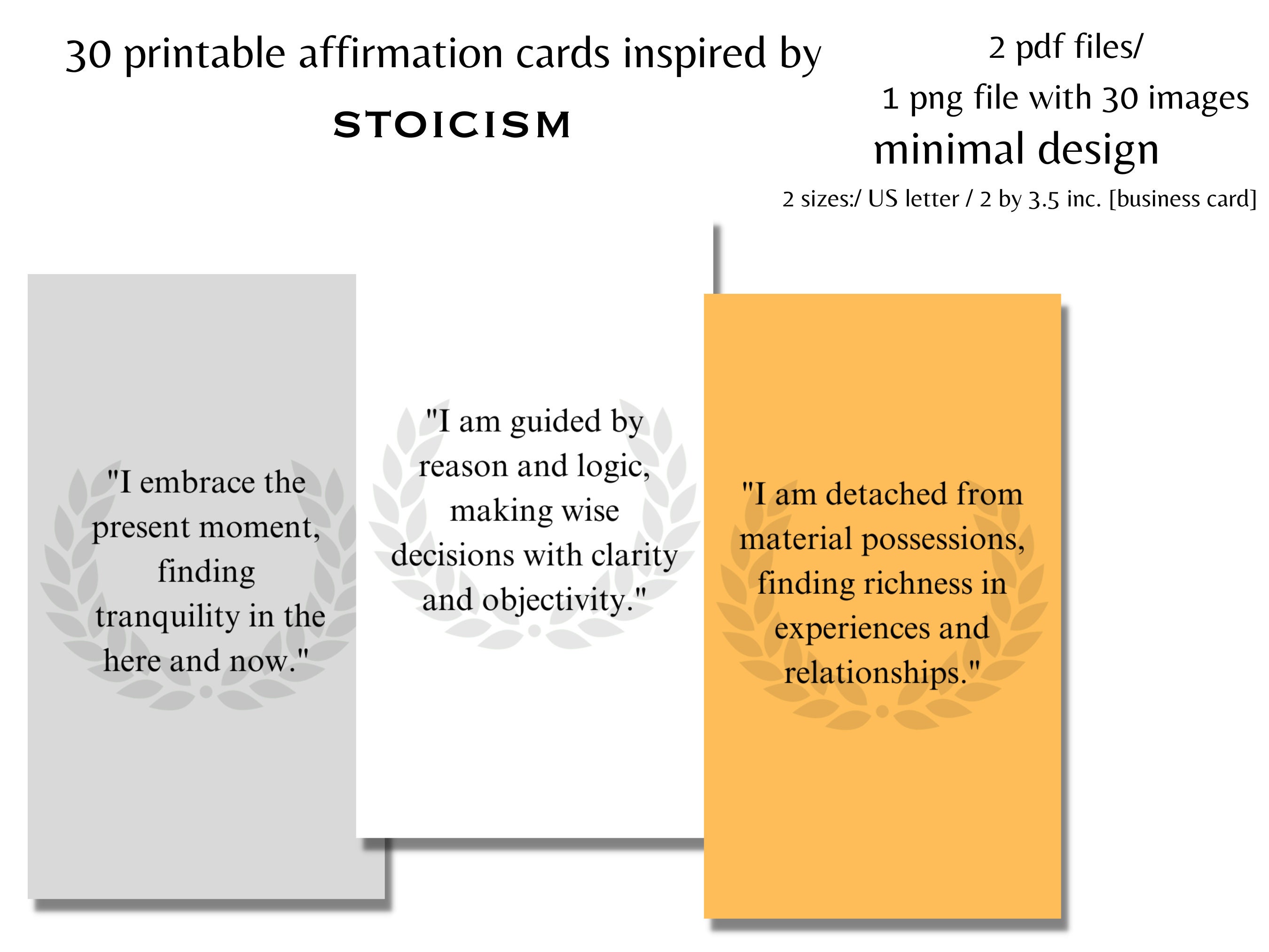 30 Printable Affirmation Cards Inspired by Stoicism, Mindfulness ...