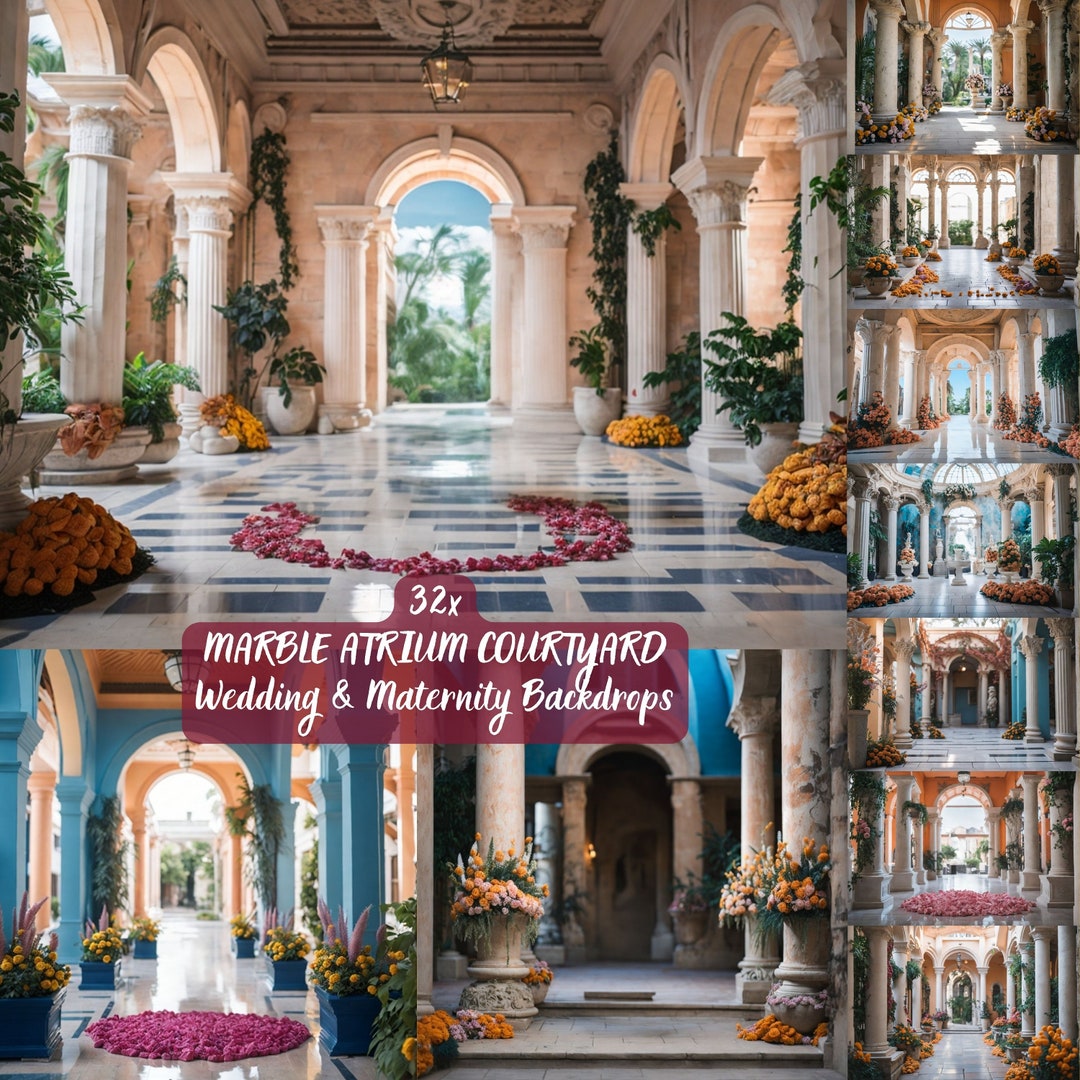 Atrium Courtyard Wedding Digital Backdrop Photography Background ...