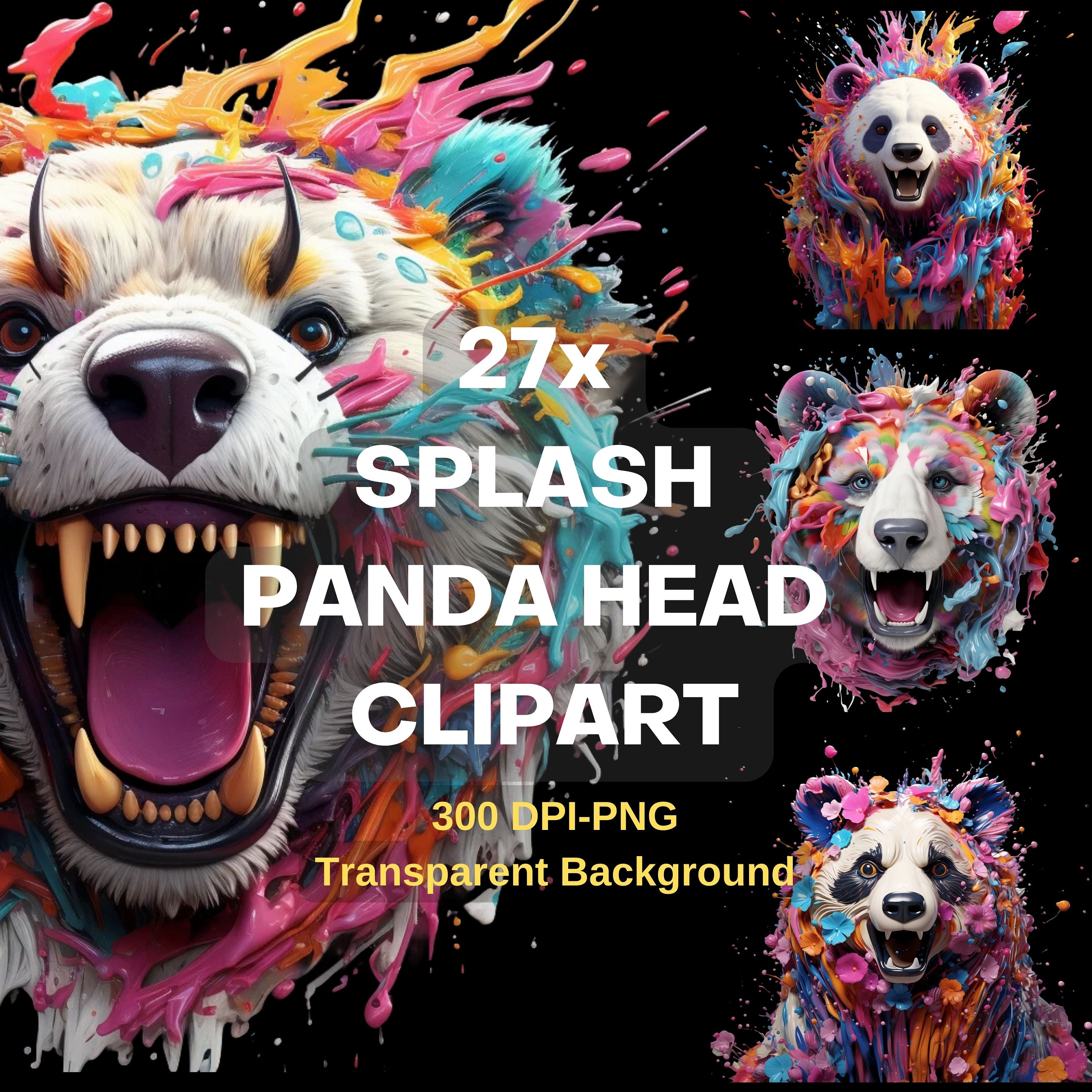 Psychedelic Panda Clipart Png: printable PANDA Clipart Angry Panda ...