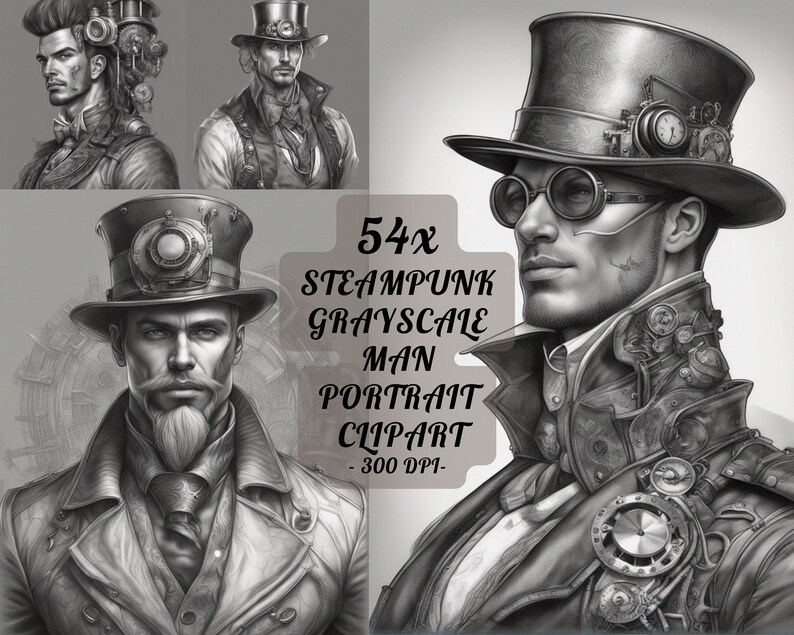 Steampunk Man Clipart Watercolor Man Clipart Watercolor - Etsy