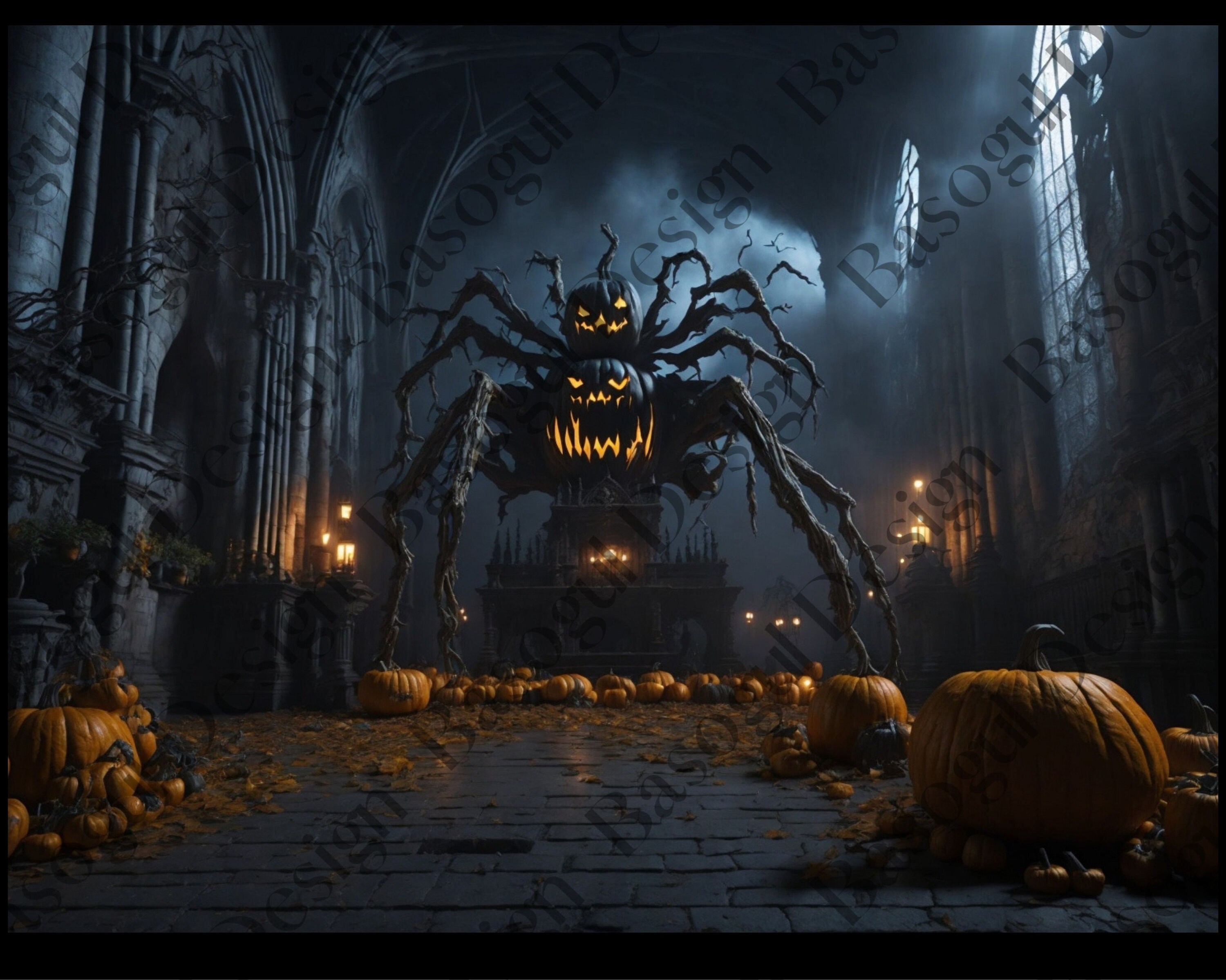 Halloween Backdrop Pumpkin Monster: halloween DIGITAL - Etsy