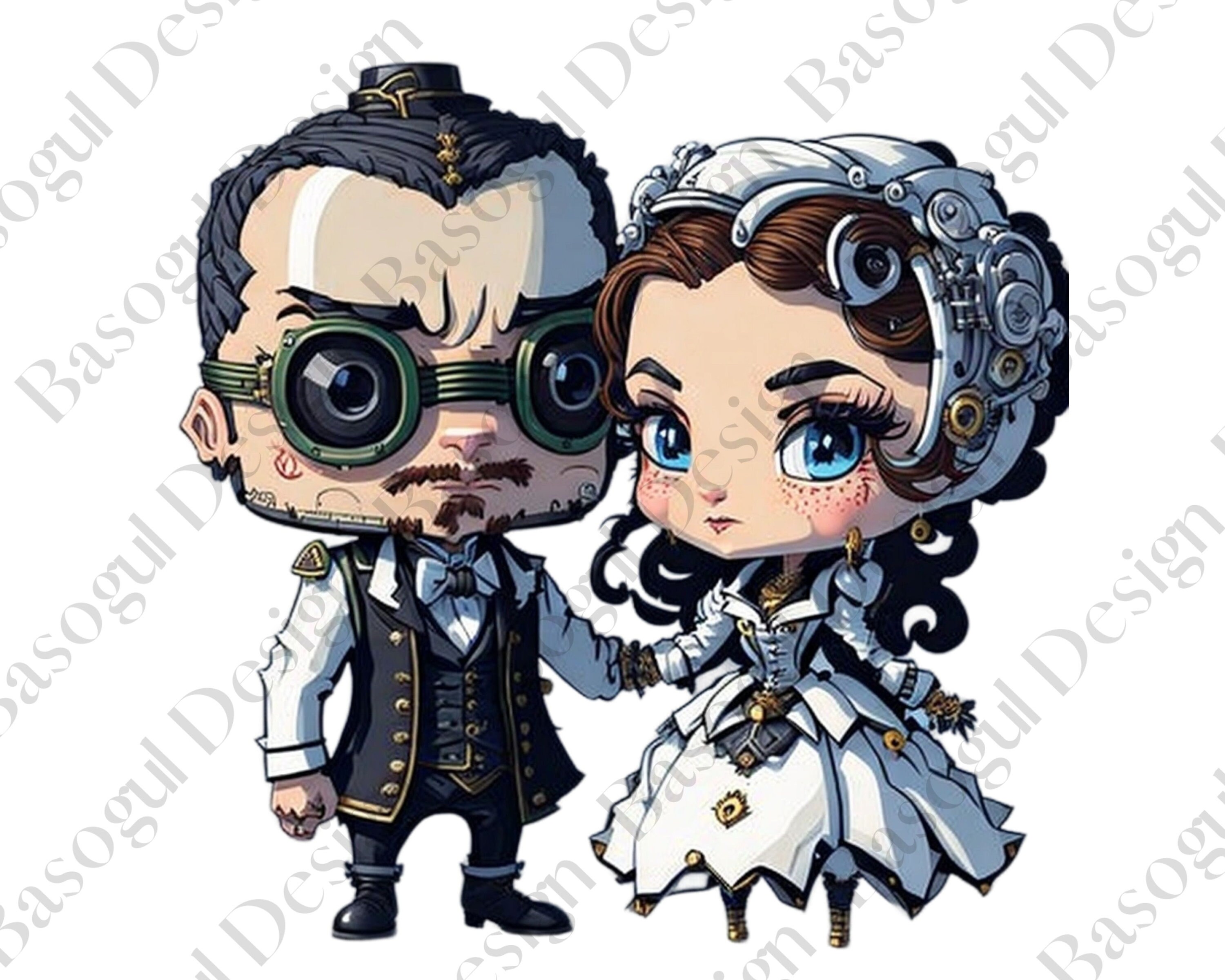 Chibi Wedding Steampunk Clipart Chibi Bride Groom Clipart - Etsy