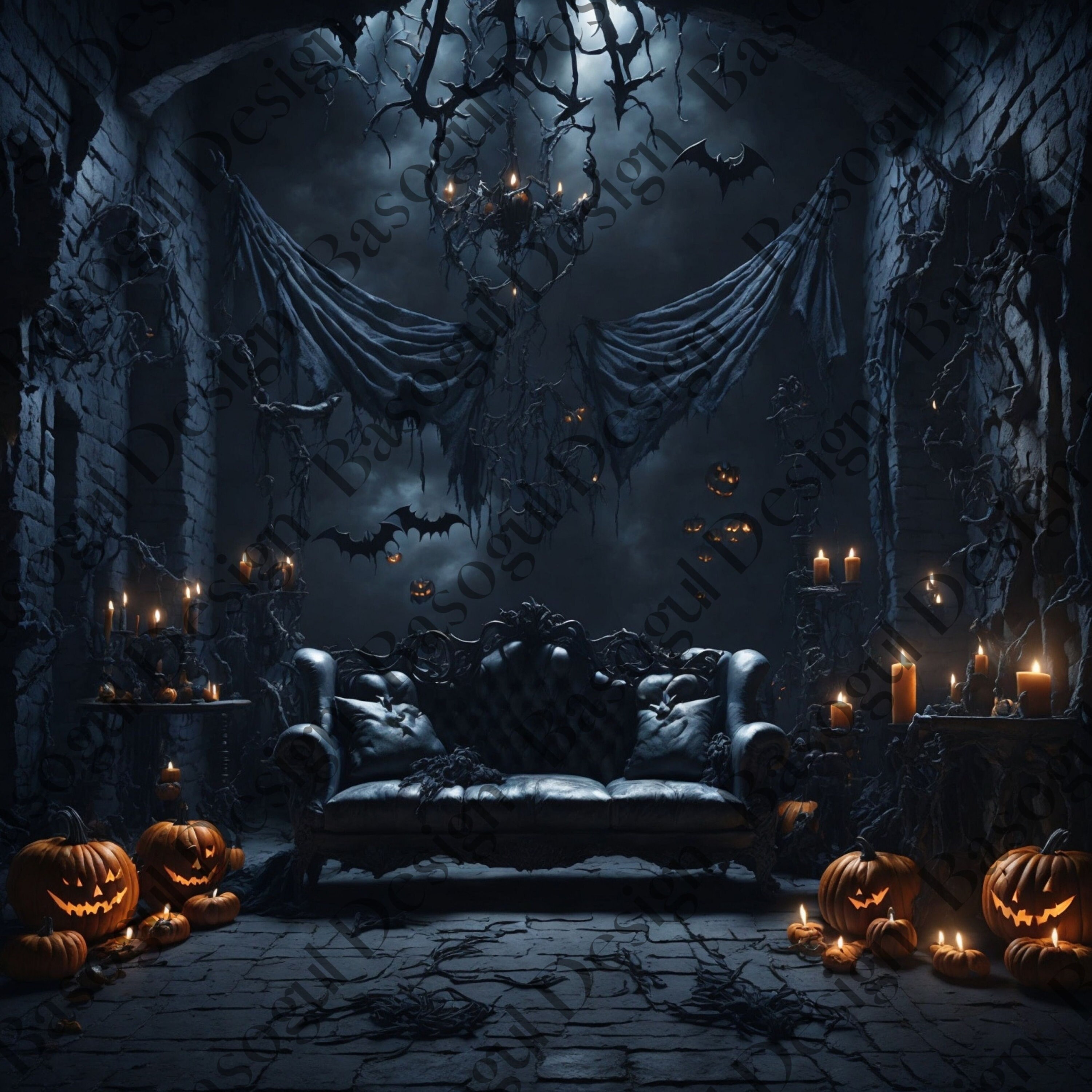 Halloween Backdrop Chair: halloween DIGITAL Backdrop Studio Overlay ...