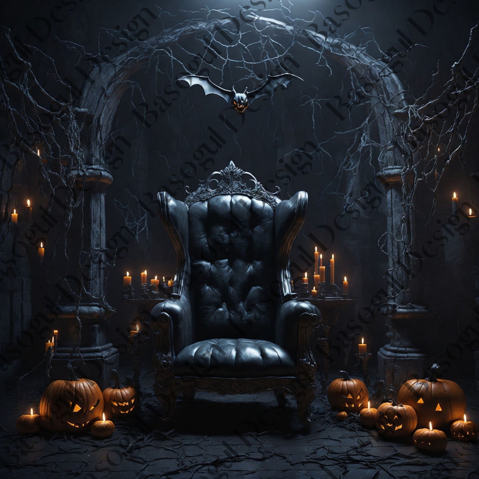 Halloween Backdrop Chair: halloween DIGITAL Backdrop Studio Overlay ...