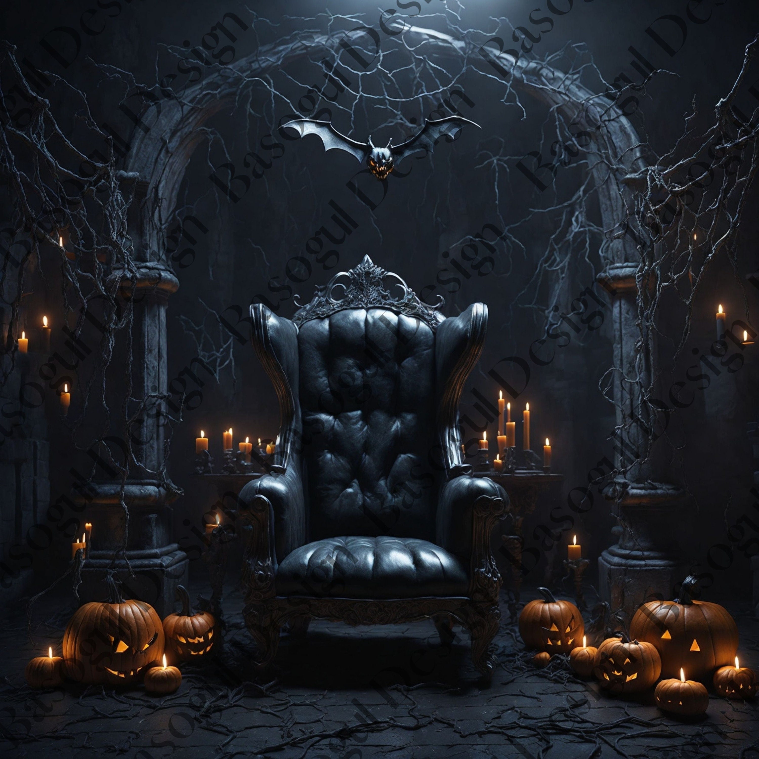 Halloween Backdrop Chair: halloween DIGITAL Backdrop Studio Overlay ...