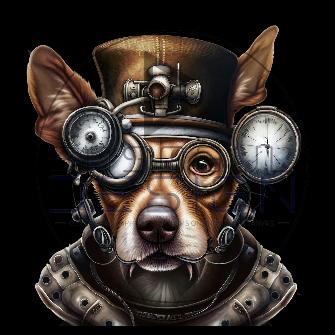 Dog Steampunk Clipart Png Steampunk Animal Clipart Bundle - Etsy