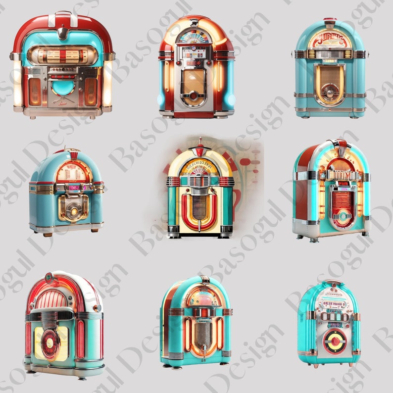 Retro Jukebox Clipart Png 3d Vintage Music Box Clipart Bundle ...