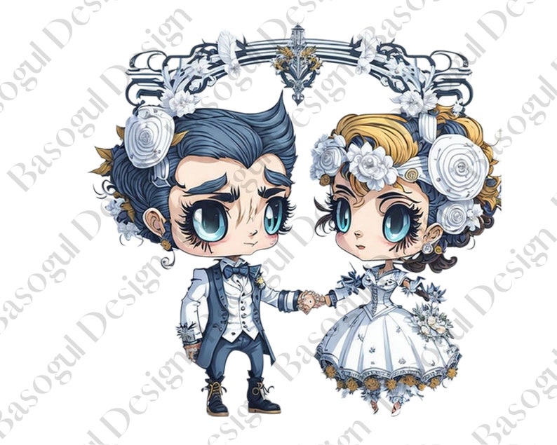 Chibi Wedding Steampunk Clipart Chibi Bride Groom Clipart - Etsy
