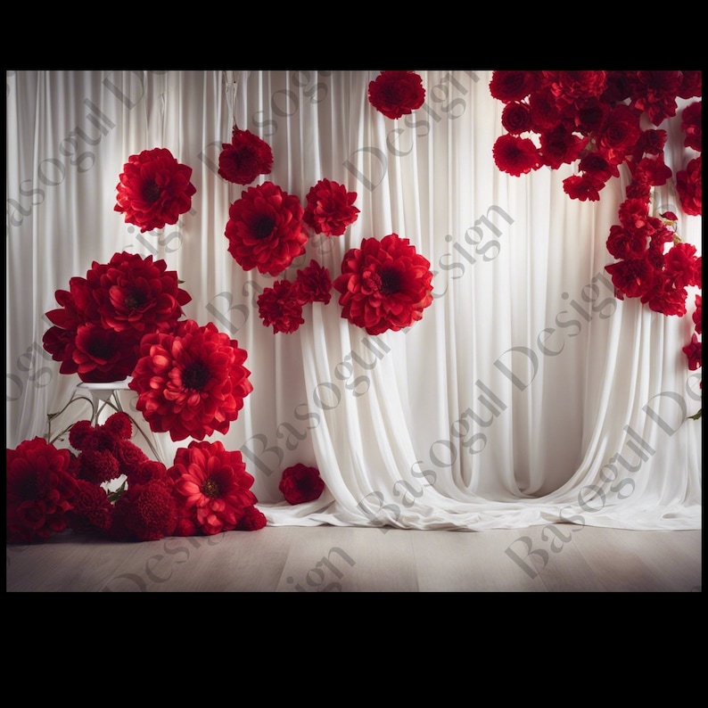 Red White Maternity Digital Backdrop Photography Background Wedding ...