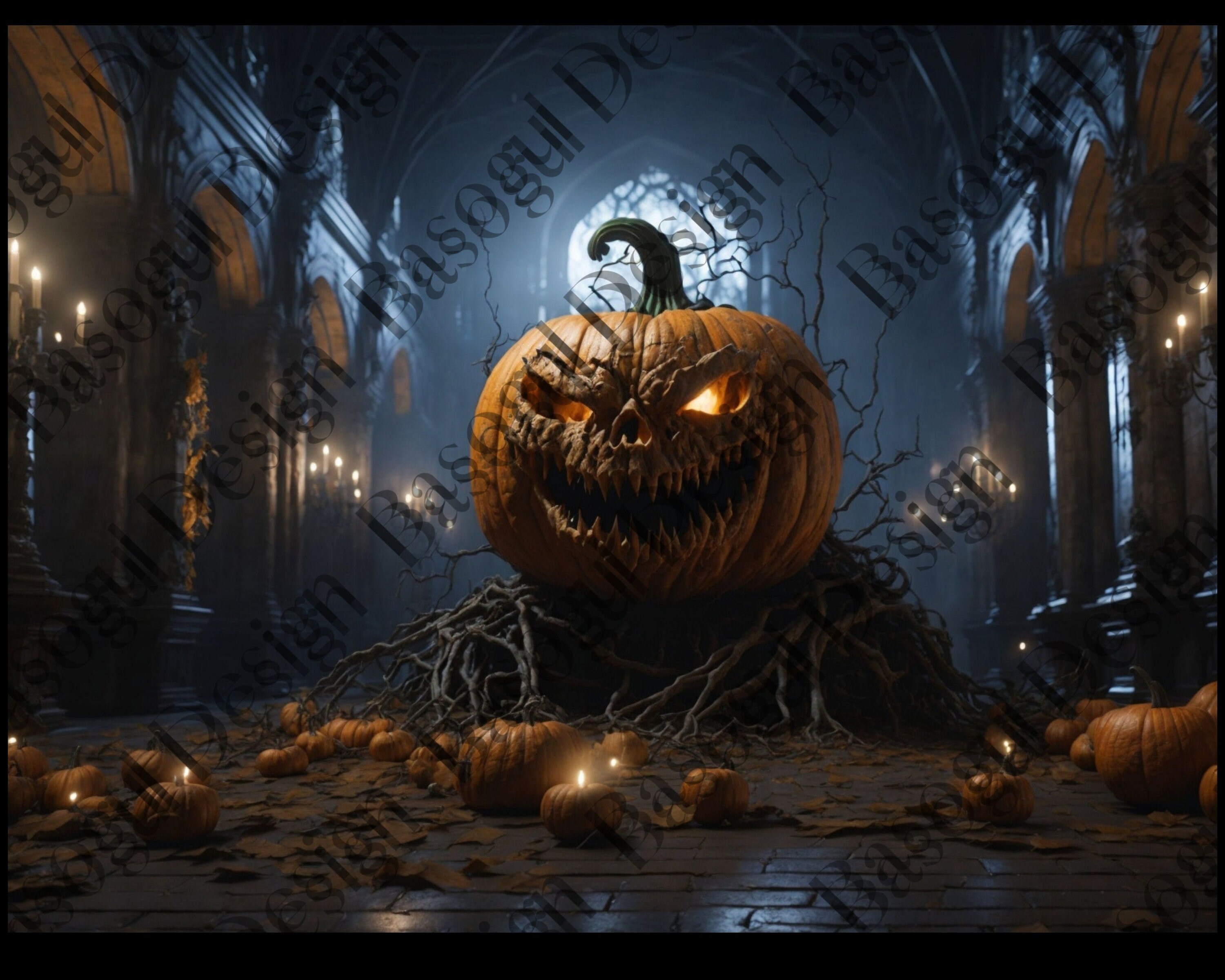 Halloween Backdrop Pumpkin Monster: halloween DIGITAL - Etsy