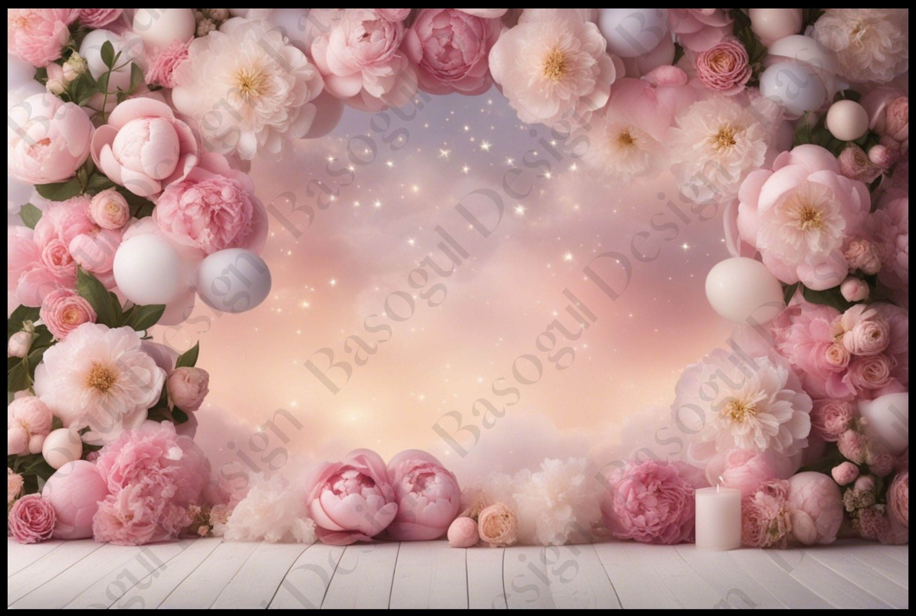 Peony Baby Digital Backdrop Photography Background Cake Smash Pastel ...