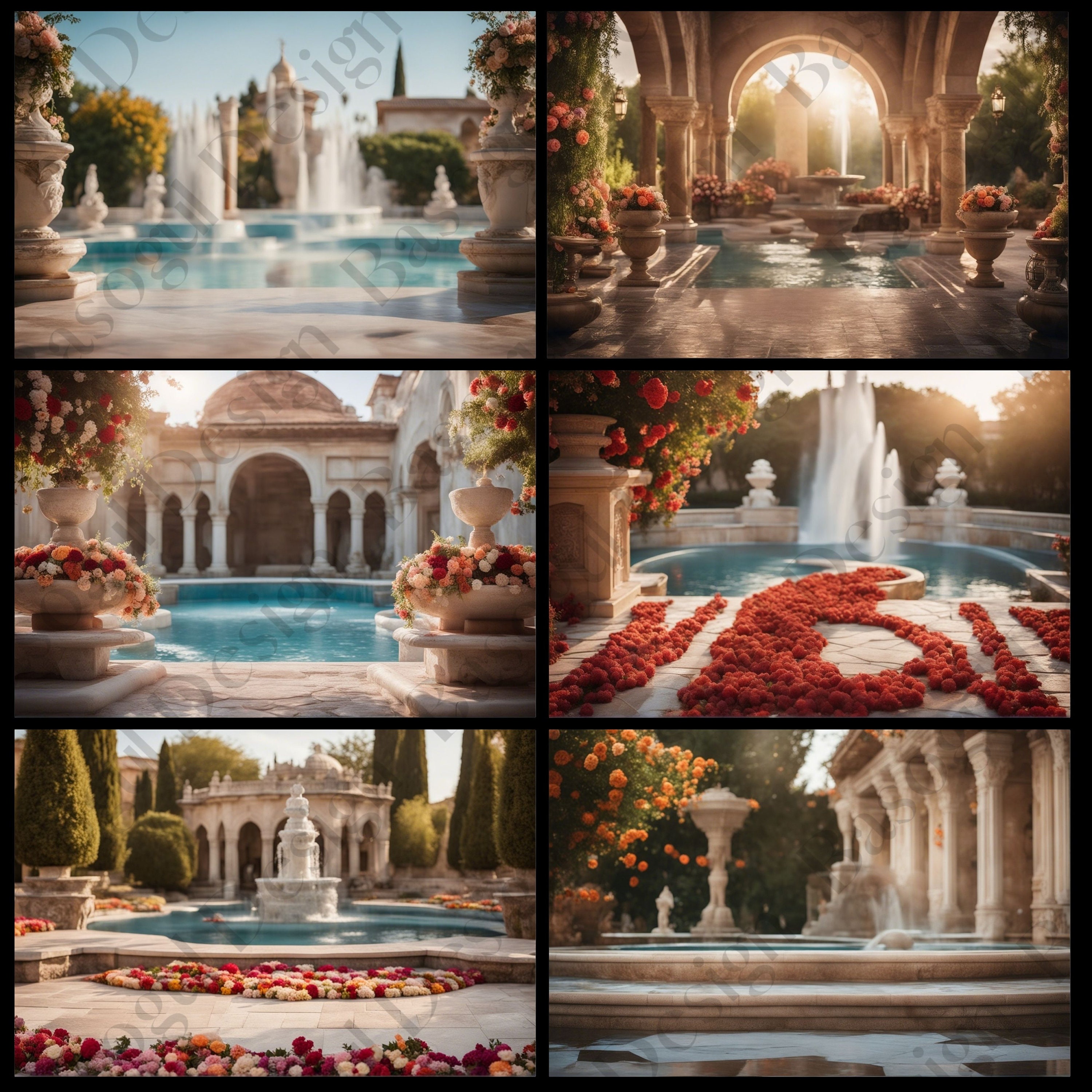 Fountain Wedding Digital Backdrop Photography Background - Etsy