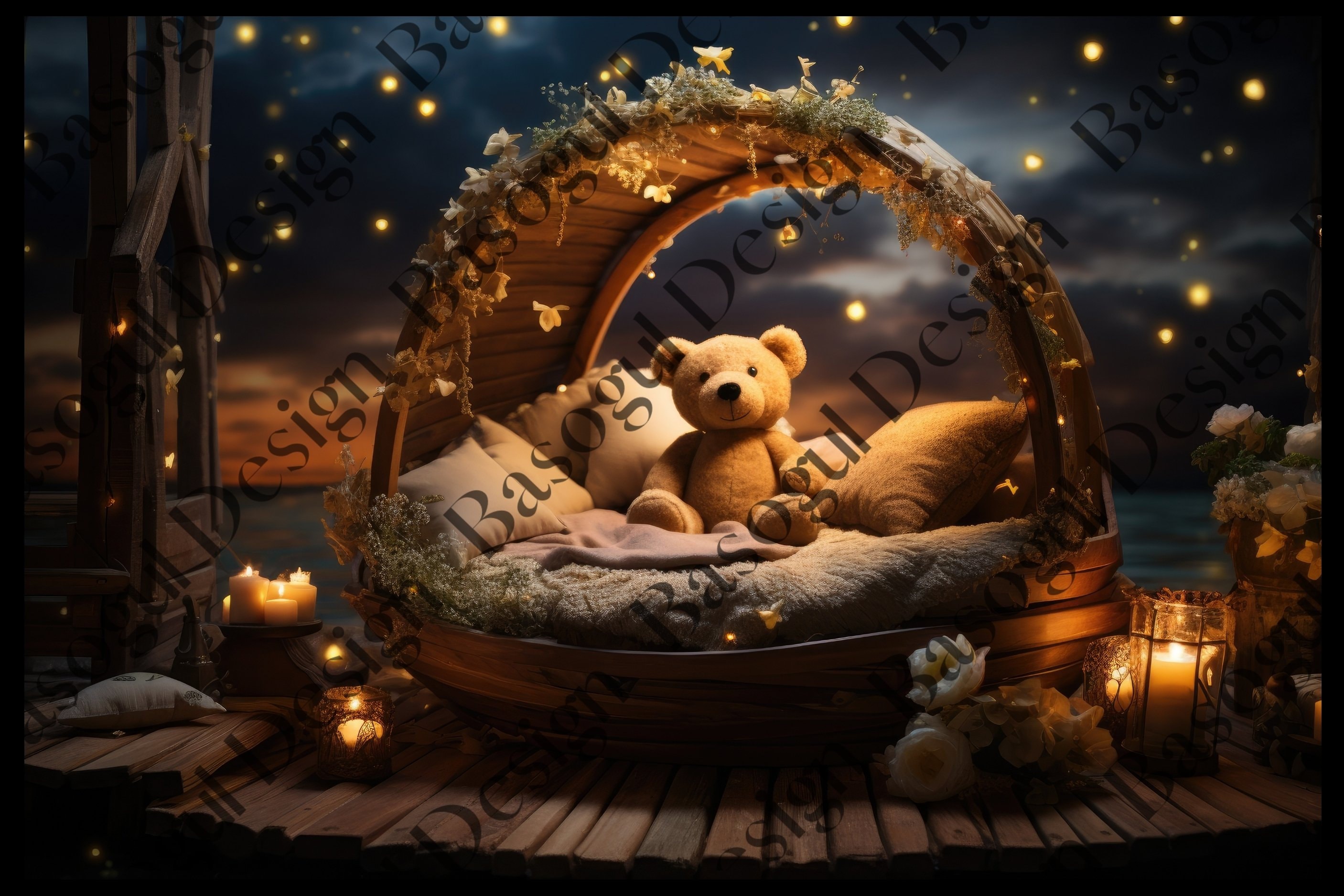 Teddy Bear Newborn Backdrop, Teddy Bear Boat Newborn Prop, Baby, Girl ...