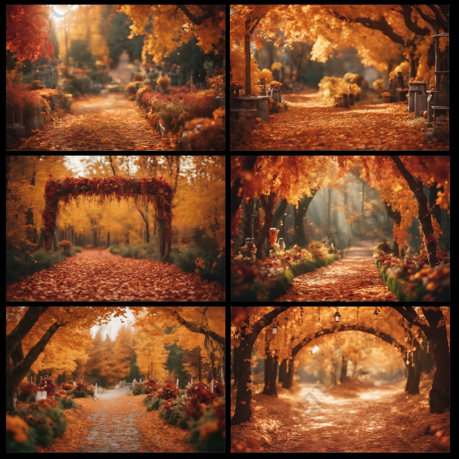 Autumn Wedding Backdrop Photography Background Fall Leaves Ceremony ...