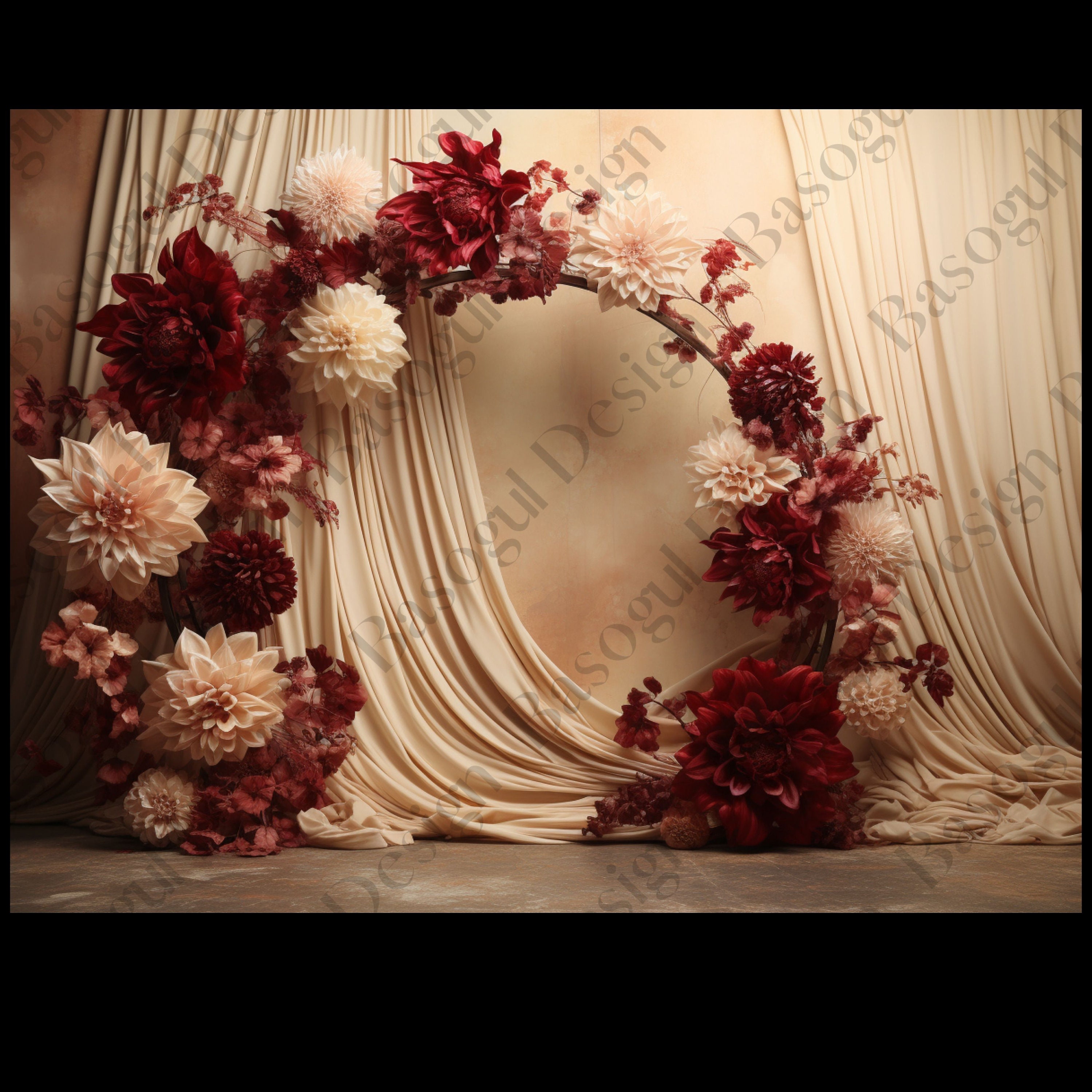 Maroon Cream Maternity Digital Backdrop Photography Background Wedding ...