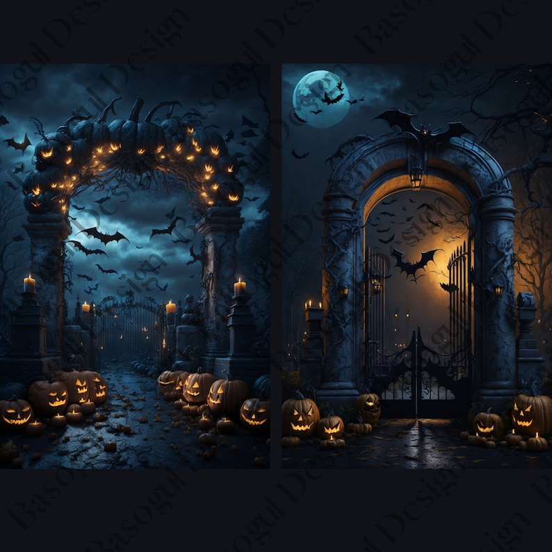 Halloween Backdrop Cemetery: halloween DIGITAL - Etsy