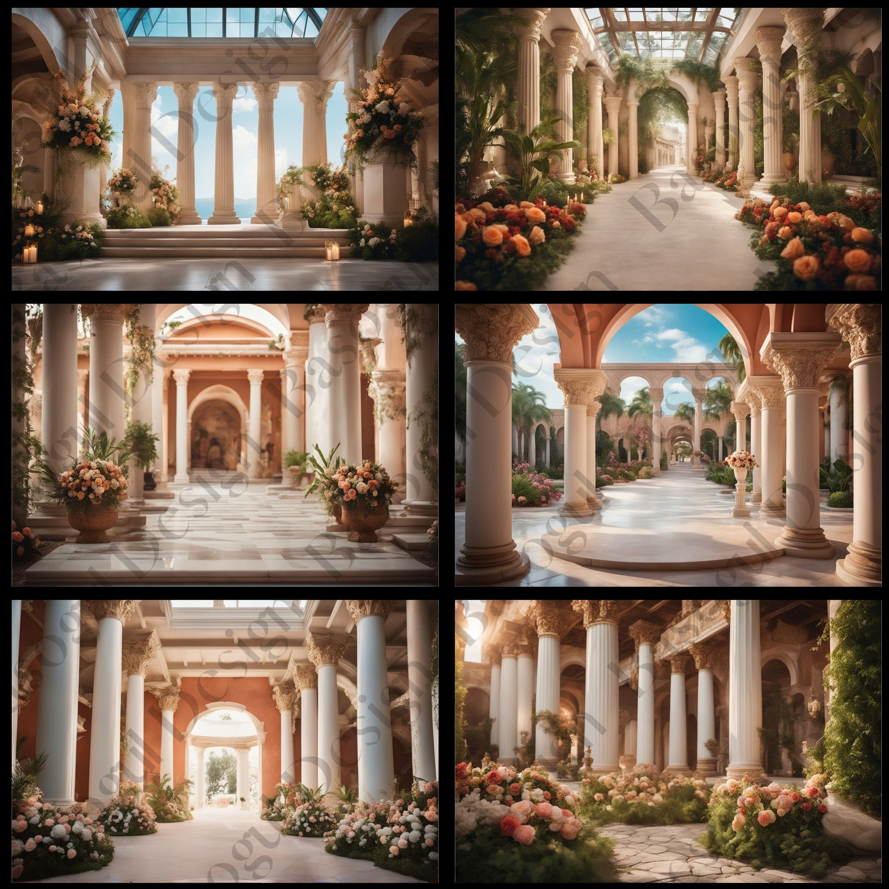 Temple Columns Wedding Digital Backdrop Photography Background Wedding ...